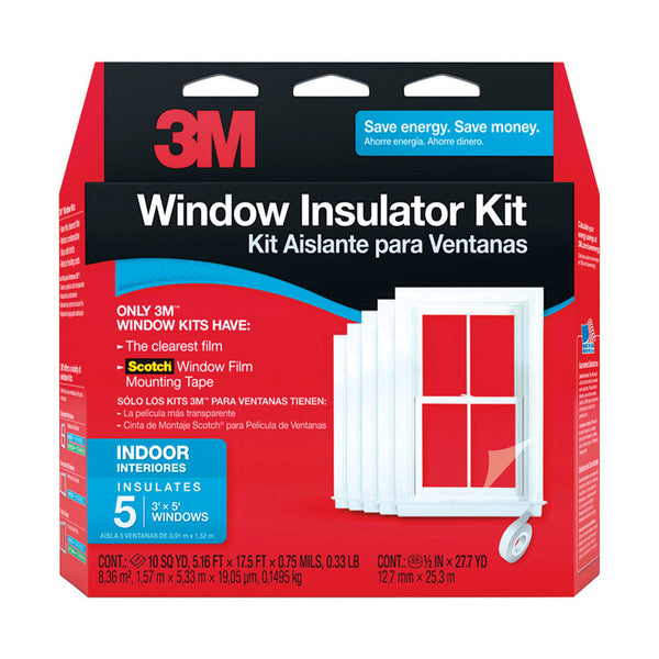 1 pc 3M Clear Plastic Window Insulation Kit For Windows 17.5 ft. L X 0. ...