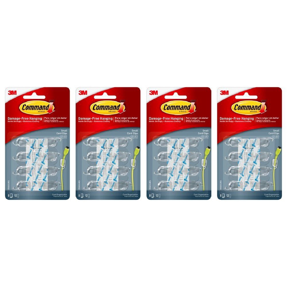 3M Command 17302 Small Cord Clips Clear Wire Clips Hooks Damage Free 8 ...