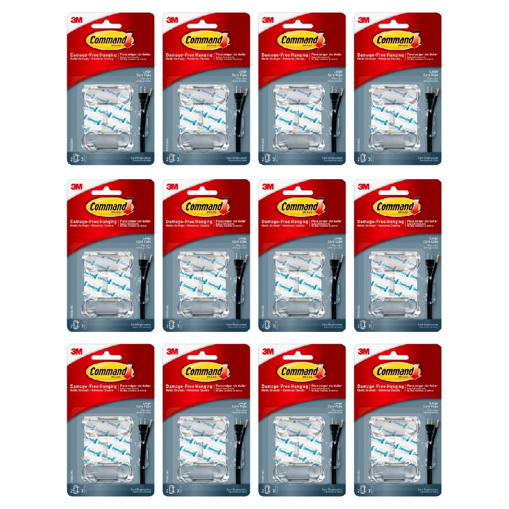 3M Command Large Cord Clips 17303CLR - Damage Free Hold - 12 Pack ...