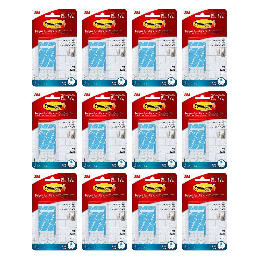 3M Command Bath Assorted Water Resistant Refill Strips Medium Large ...