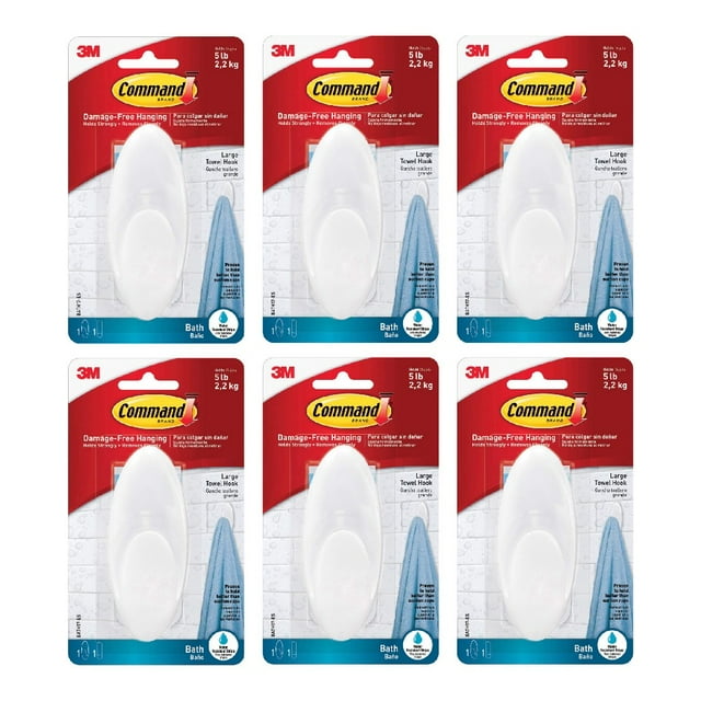 3M Command Bath Large Adhesive Towel Hooks - Walmart.com