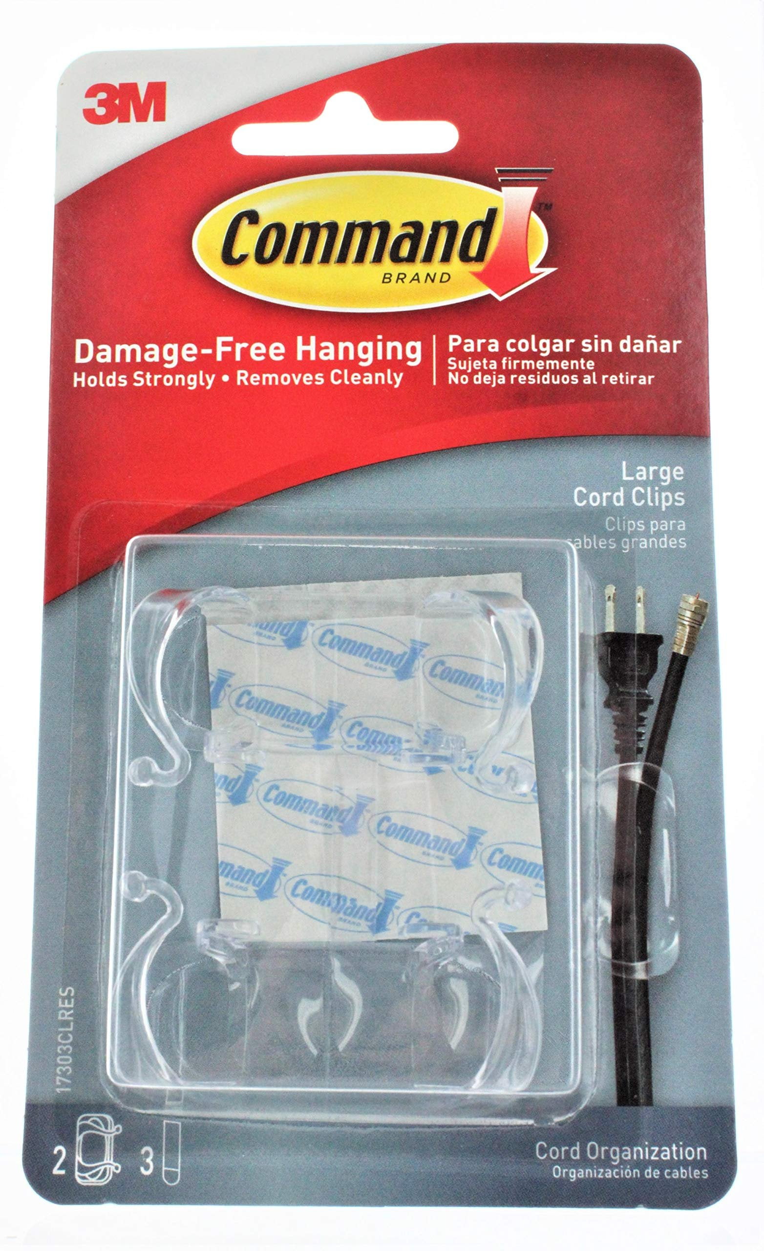 3M Command Clear Large Cord Clips w/Clear Strips, Pack of 8 - Walmart.com