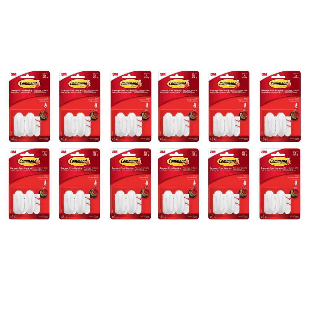 3M Command Designer Hooks 17082 Small Adhesive Hang Holds 1 Pound White ...