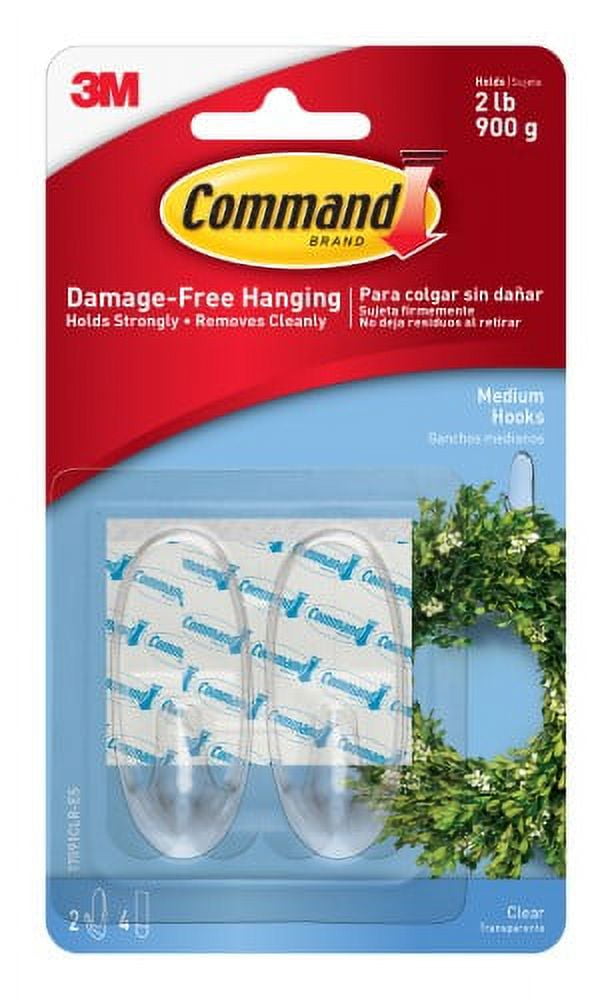 3M Command Hooks, Medium, Clear (Pack of 16) - Walmart.com