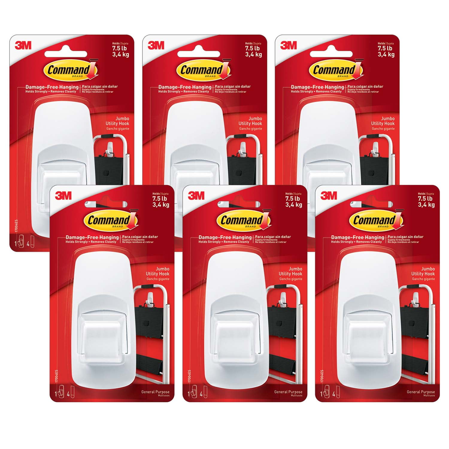 3M Command Jumbo Utility Hook, Pack of 6 - Walmart.com