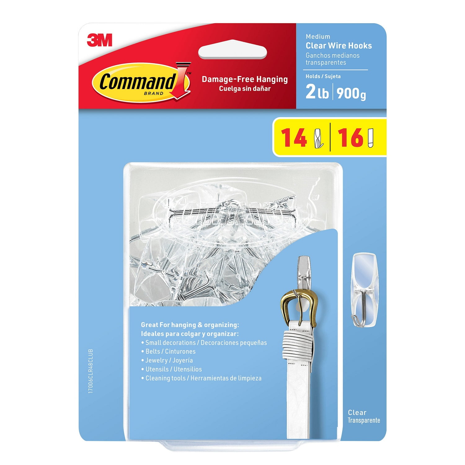 3M Command Medium Clear Wire Hooks - Walmart.com