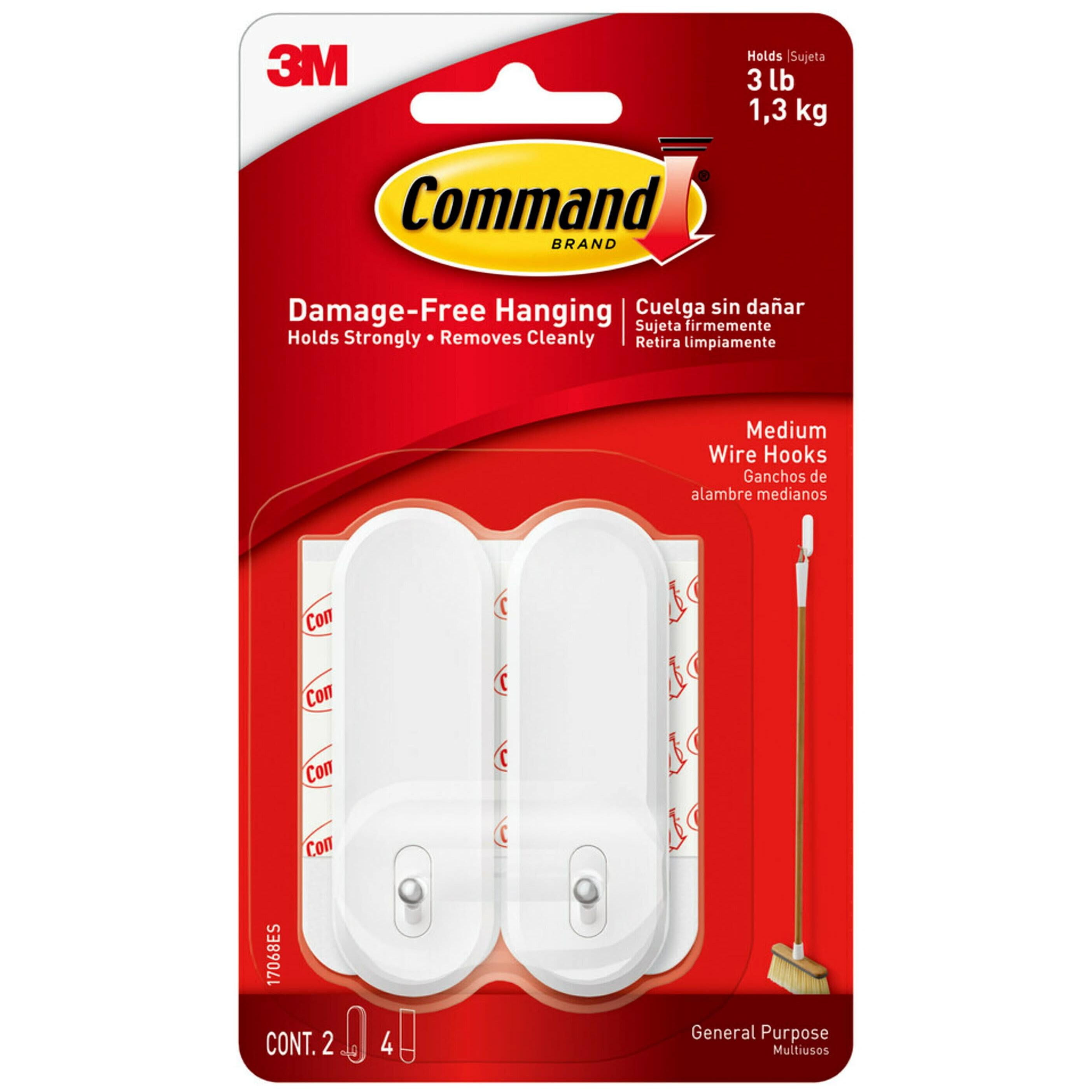 3M Command Medium Wire Hooks, 2/2Packs - Walmart.com