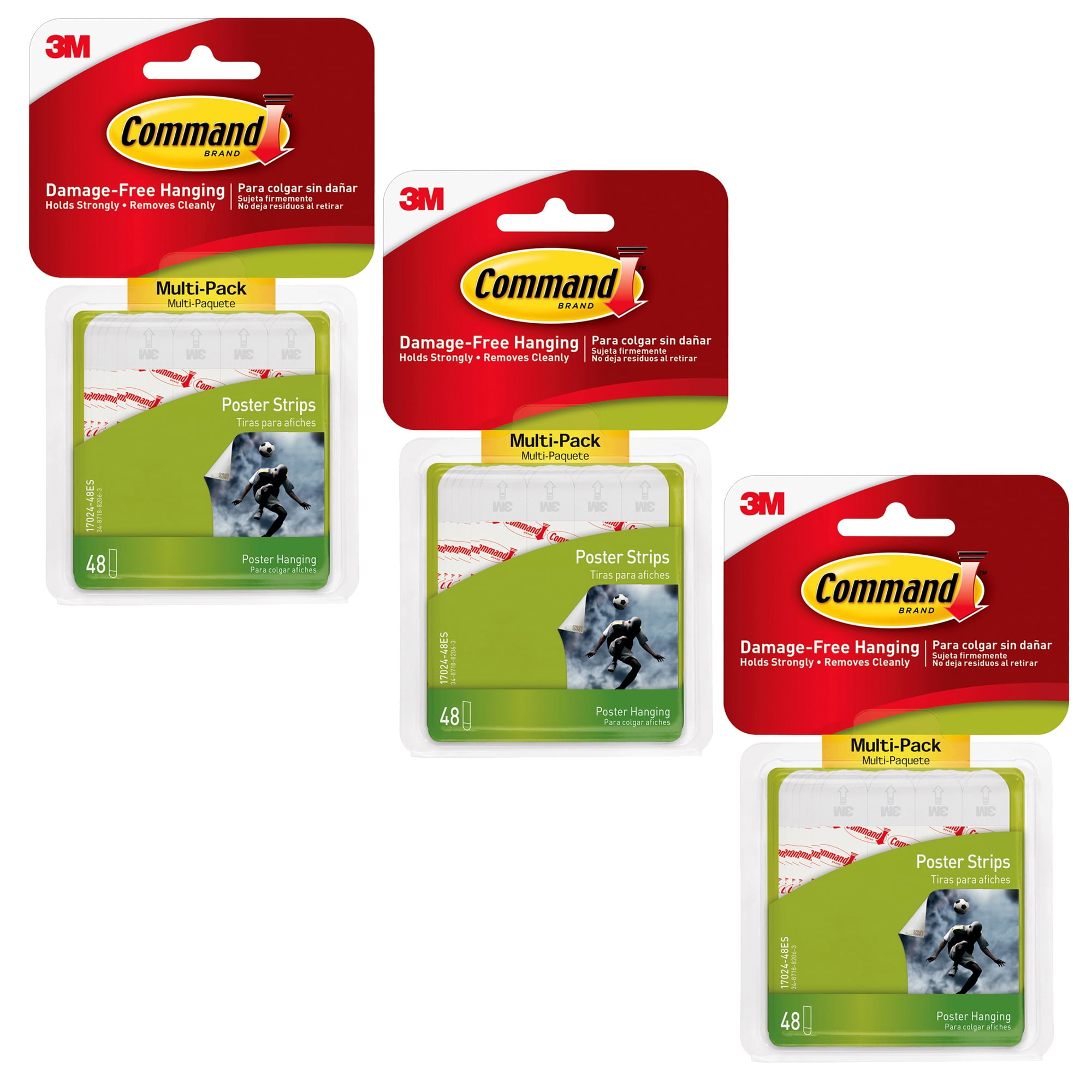 3M Command Poster Strips Multi-Pack, 48 Per Pack, 3 Packs - Walmart.com