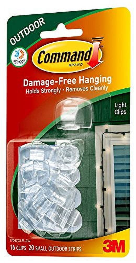 3M Command Strips Clear Outdoor Light Clips 16 Count - Outside Hang ...