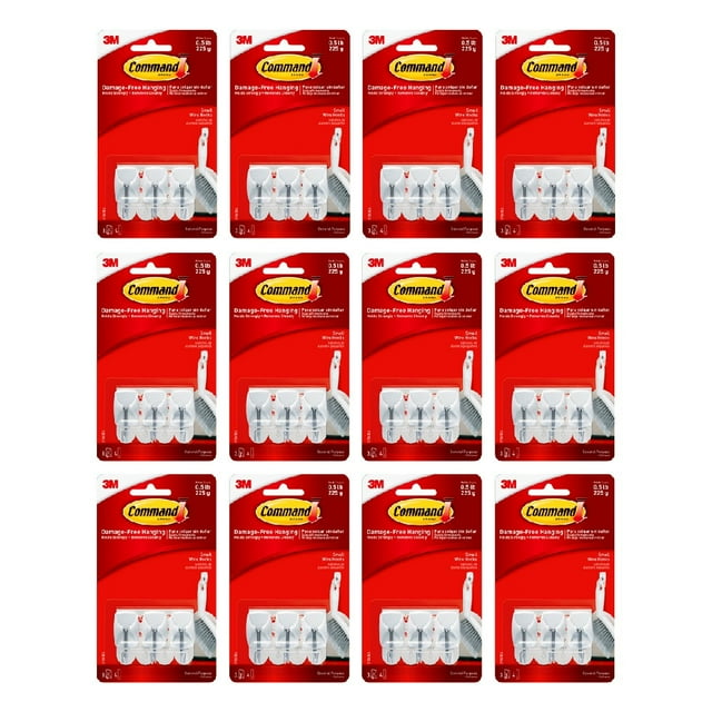 3M Command Wire Hooks Small Adhesive Damage Free 3 Hooks 4 Strips White ...