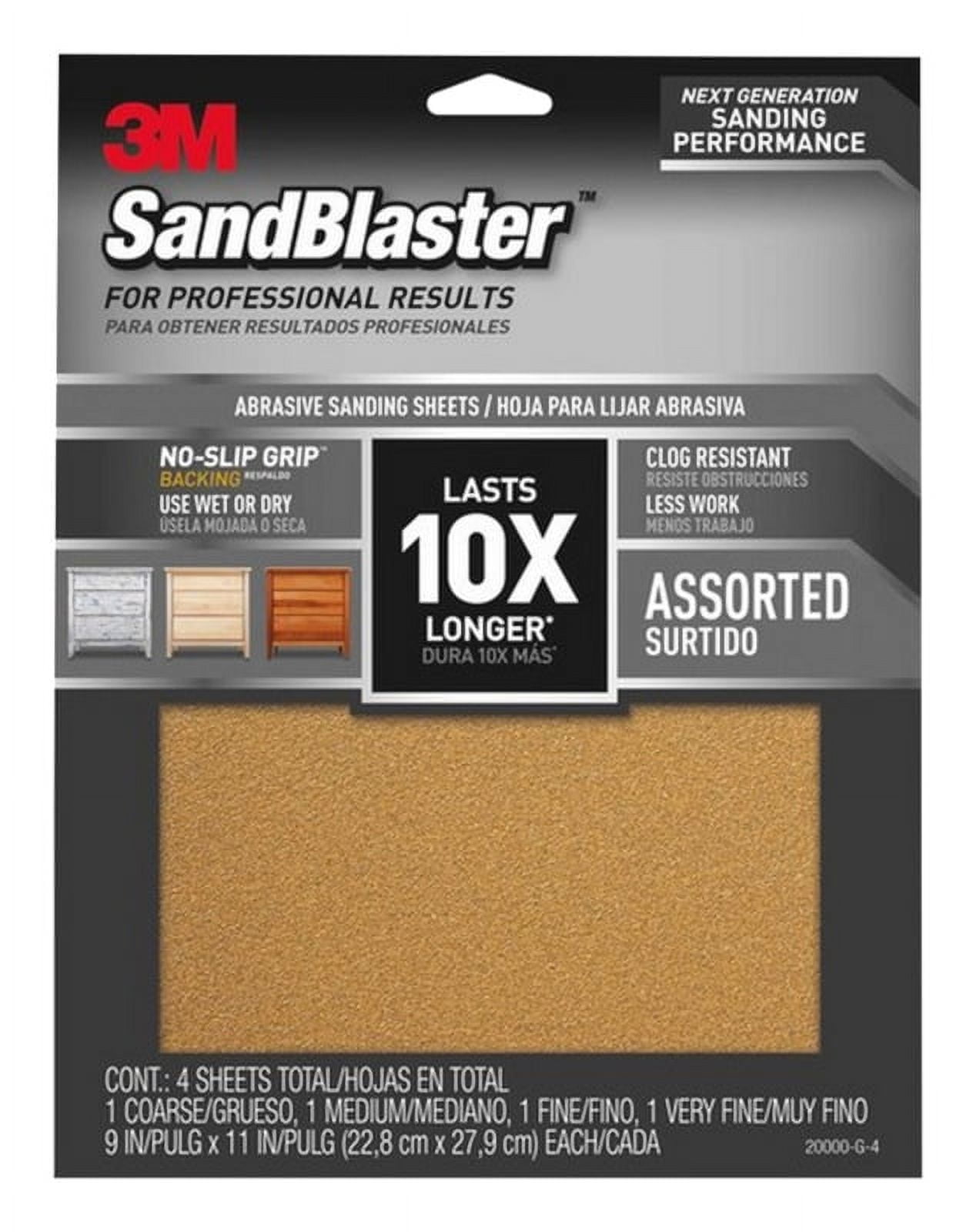 3M Company 20000-G-4 4PK 9x11 Sandpaper - Walmart.com