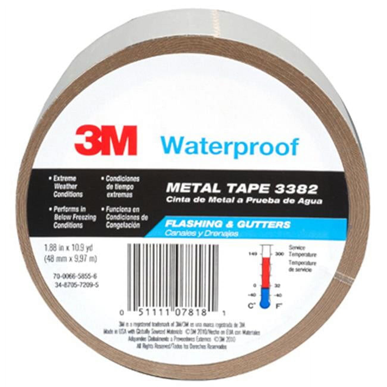 3M Company 3382 1.88 in. X 10.9 yd., Roof & Gutter Repair Tape, Silver ...