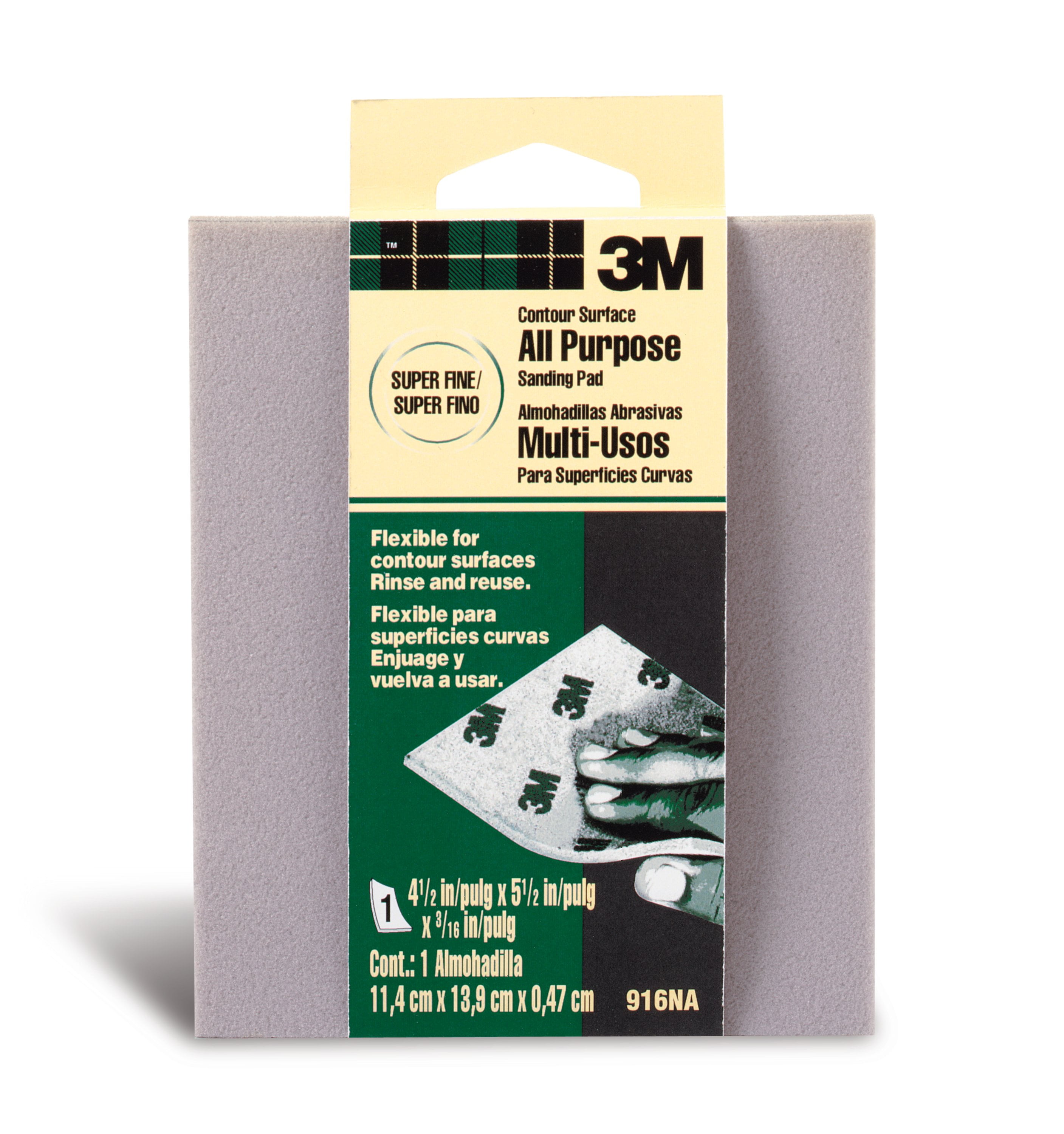 3M Contour Surface Sanding Sponge Pad, 4.5 in. x 5.5 in. x .1875 in ...