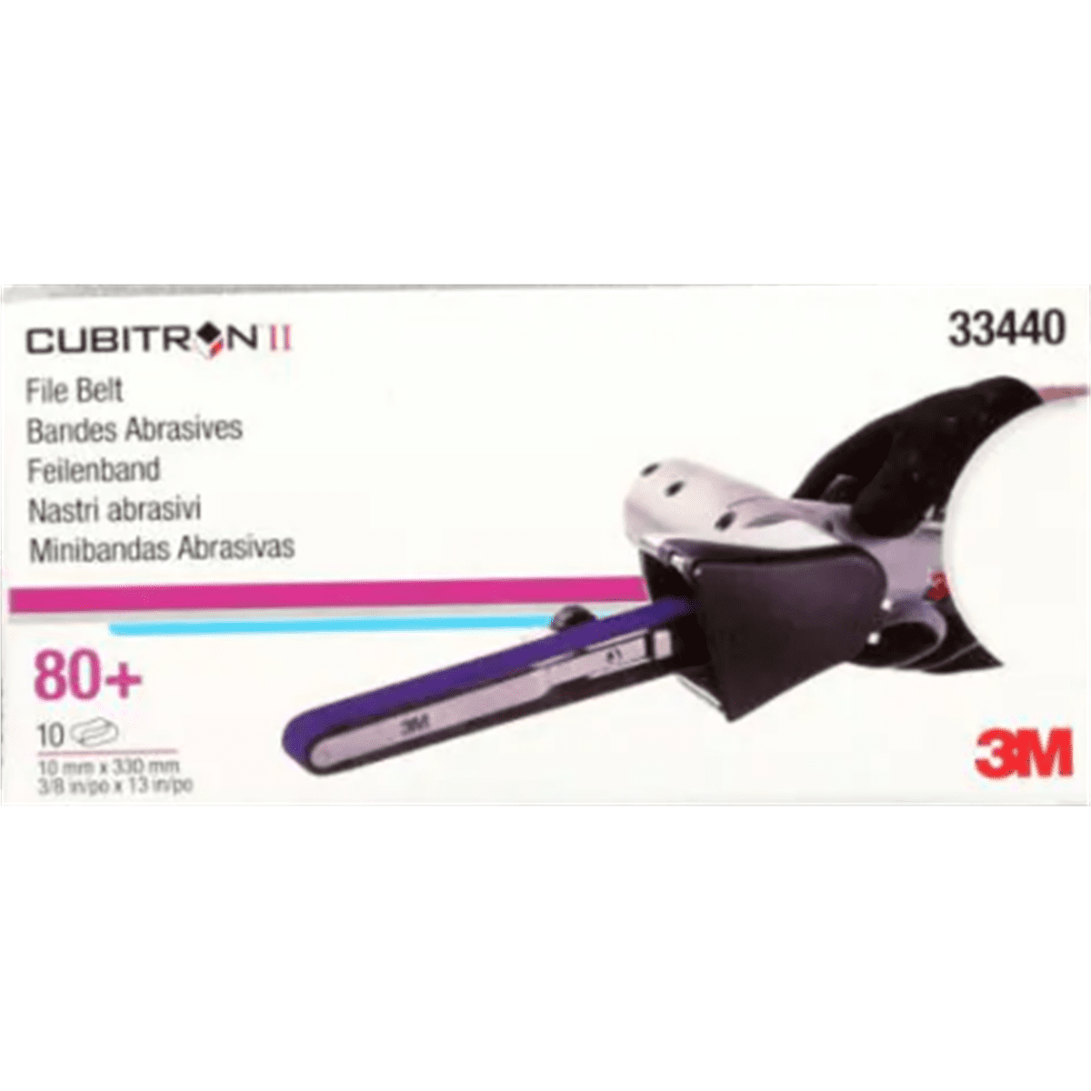 3M Cubitron II File Belt 80+ 10mmx330mm (3/8"x13") 10 belts/cart 5 cart ...