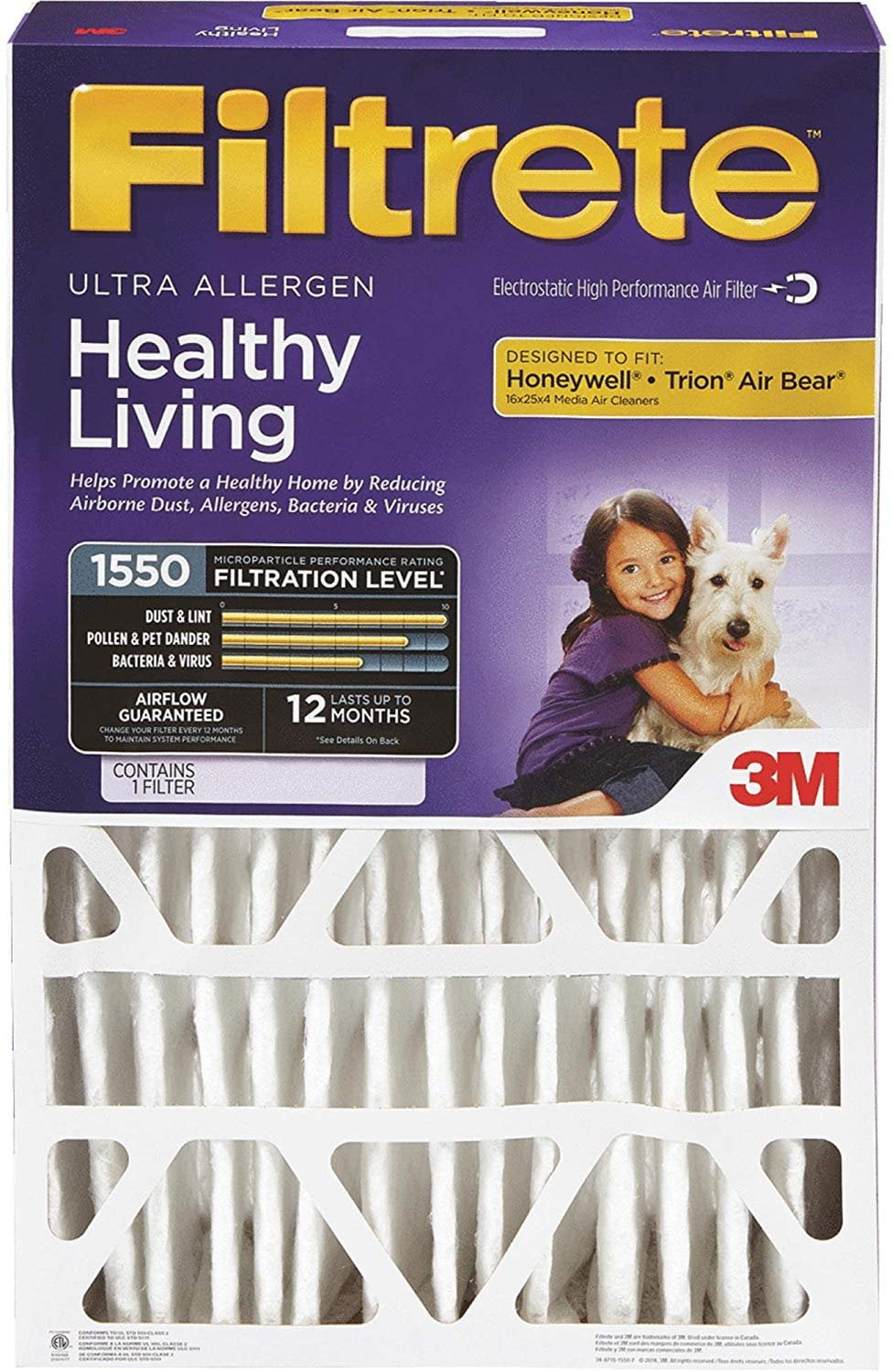 3M DP01DC-4 16" X 25" X 4" Allergen Reduction Filters 1550 - Walmart.com