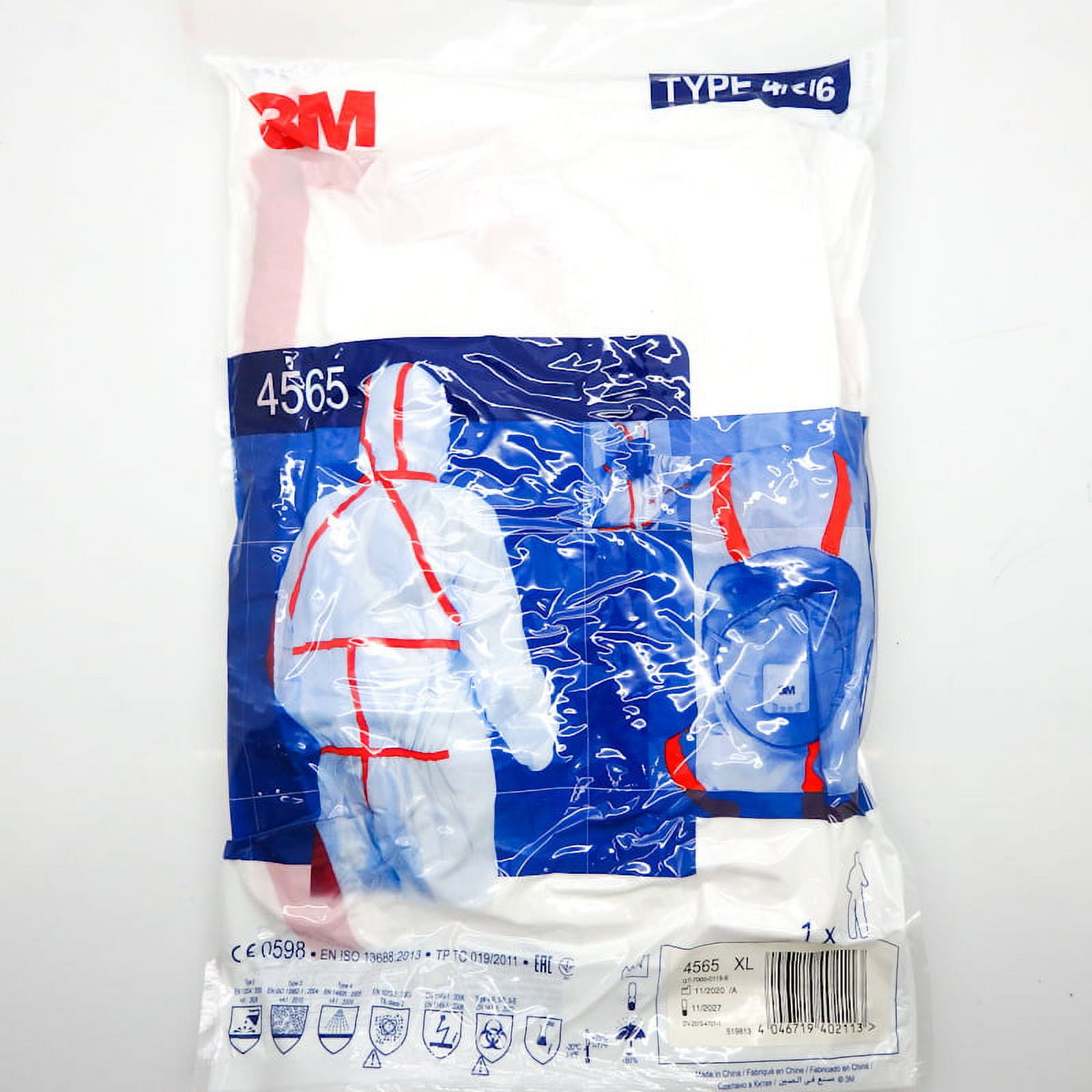 3M Disposable Protective Coverall Safety Work Wear 4565-XL - Walmart.com
