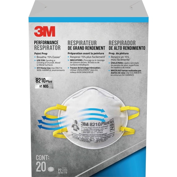 20-pack 3M Drywall Sanding Respirator N95 - Disposable, White - 20 Pack ...