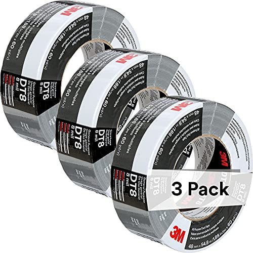 3M Duct Tape DT8, 3 Pack, Industrial Strength, Multi-Use, Silver, 1.88 ...