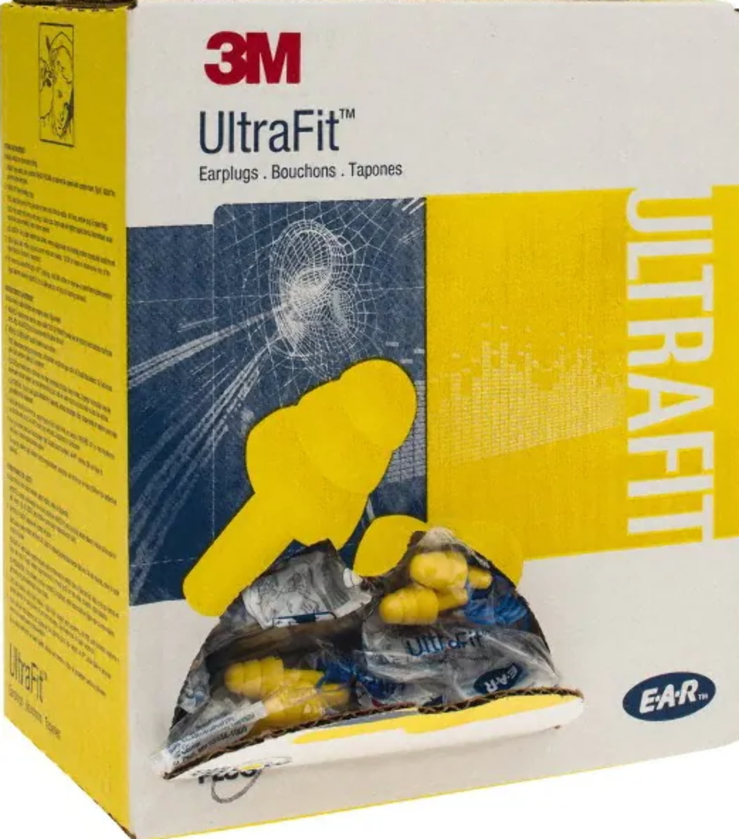 3M E-A-R UltraFit Earplugs 340-4004, Corded, Poly Bag (100 PAIRS ...