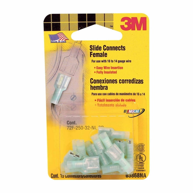3M Electrical Female Slide Connectors, Blue, 15 Count - Walmart.com
