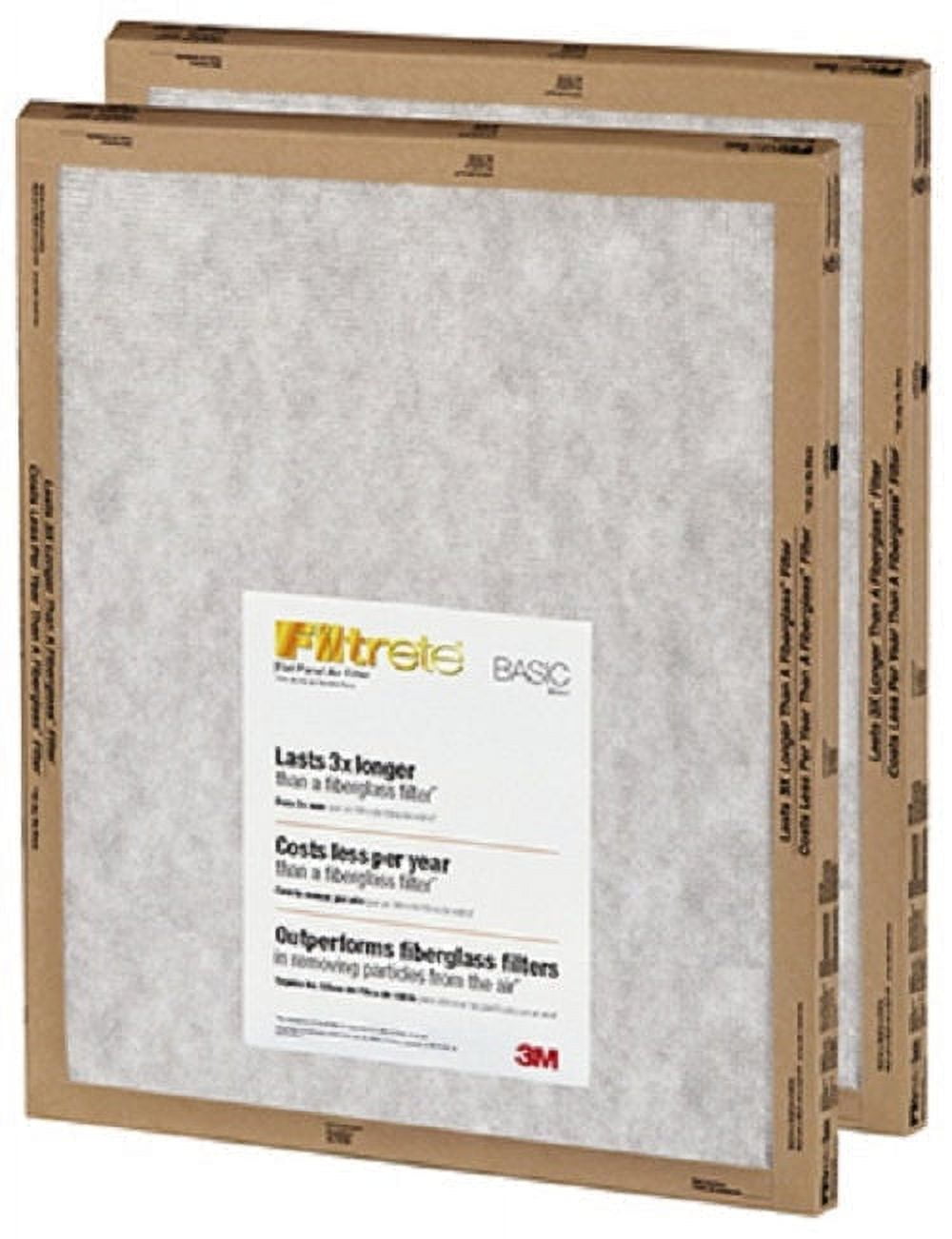 3M FPL11-2PK-24 Filtrete 2 Pack 14" x 14" x 1" MERV 2 Basic Flat Panel ...