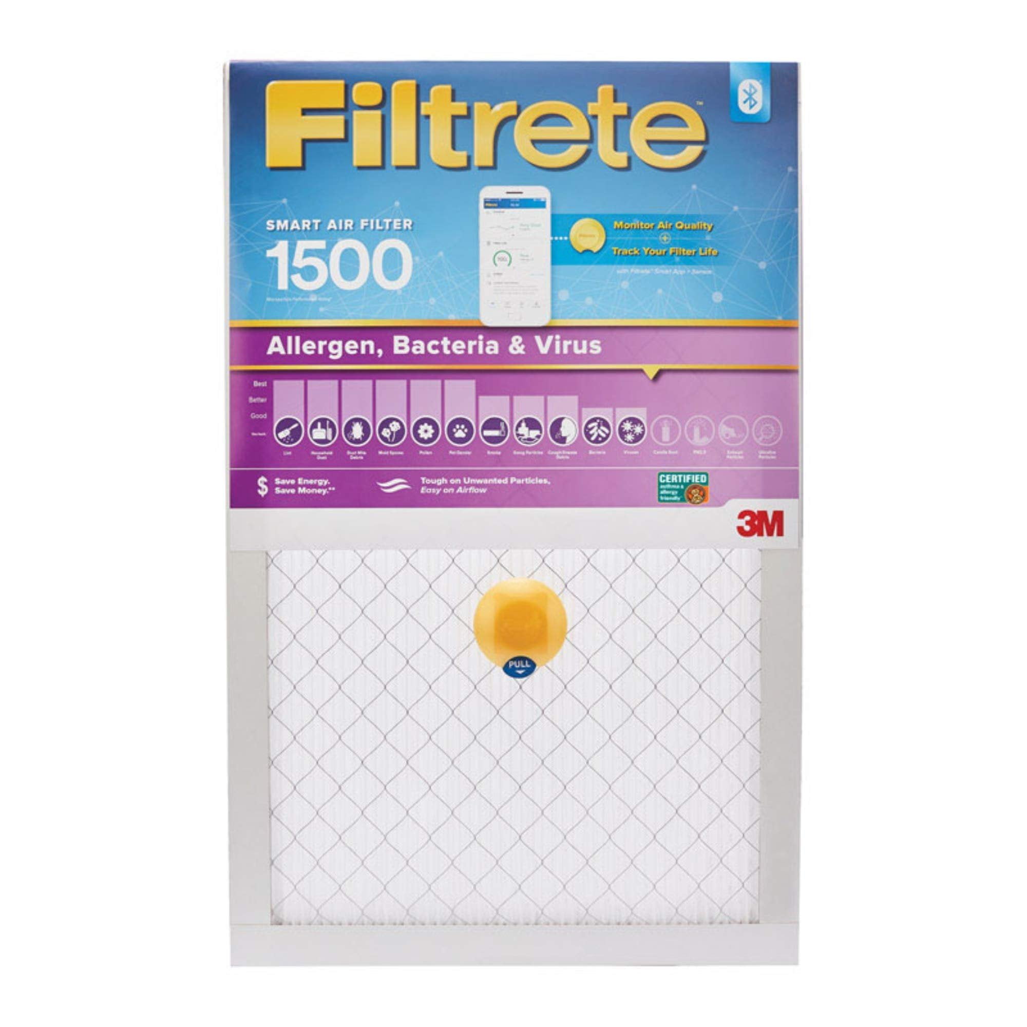 3M Filtrete 20 in. H x 25 in. W x 1 in. D 12 MERV Smart Air Filter ...