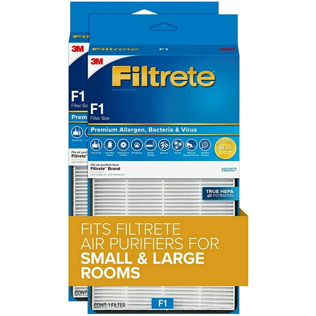 3M Filtrete F1 Room Air Purifier Filter, True HEPA Premium Allergen ...