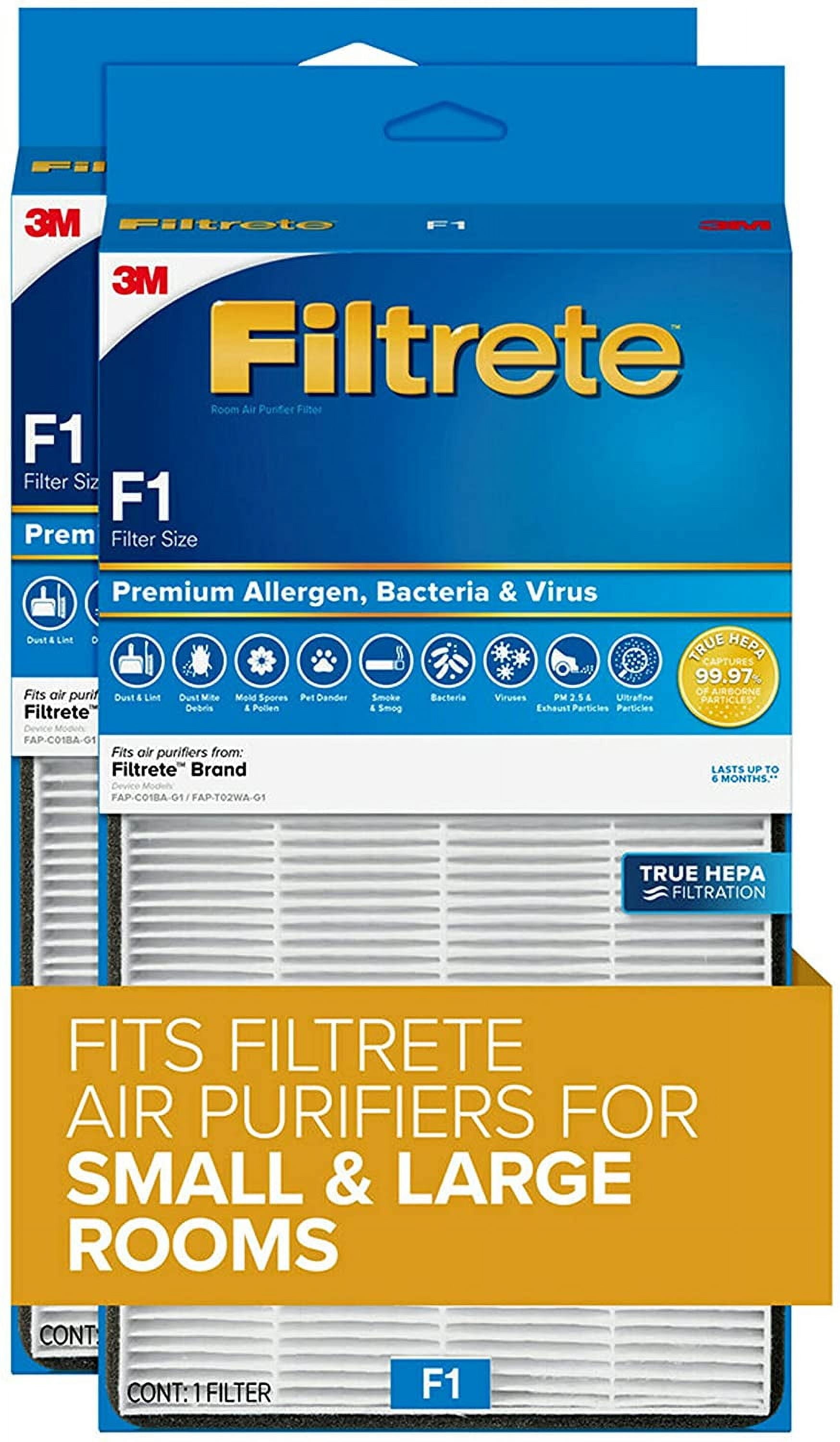 3M Filtrete F1 Room Air Purifier Filter, True HEPA Premium Allergen ...