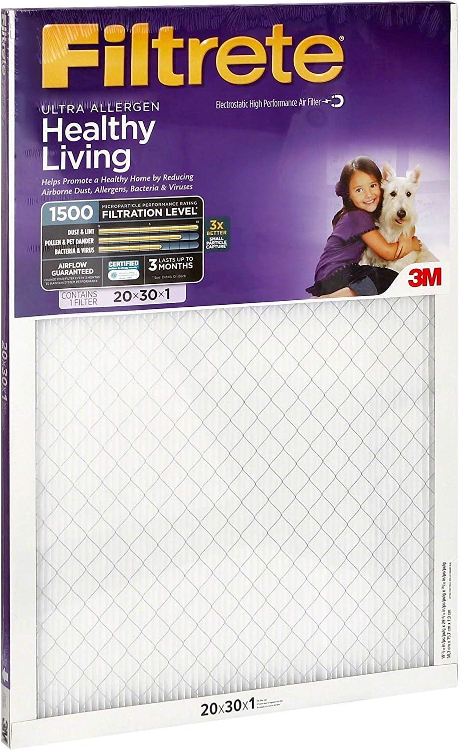 3M Filtrete Healthy Living Ultra Allergen Reduction Air Filter, 20"w x ...