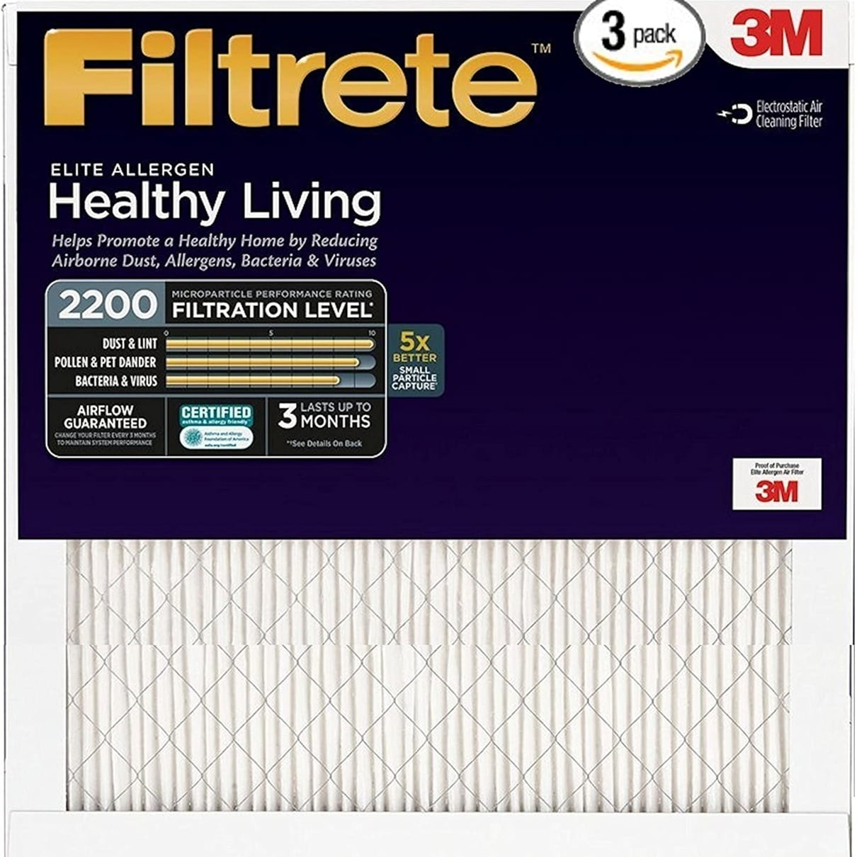 3M Filtrete Premium Allergen & Home Pollutants Reduction Filter 20x20x1 ...