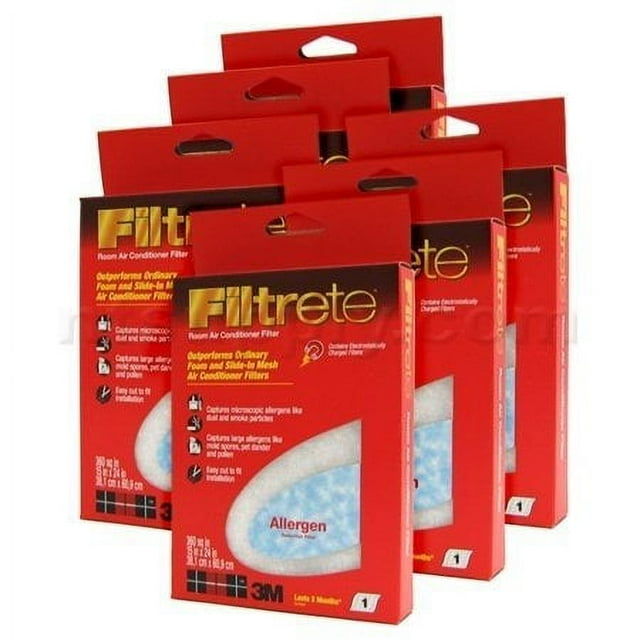 3M Filtrete Room Air Conditioner Filter 15 " X 24 " X 1/8 " Pack of 6 ...