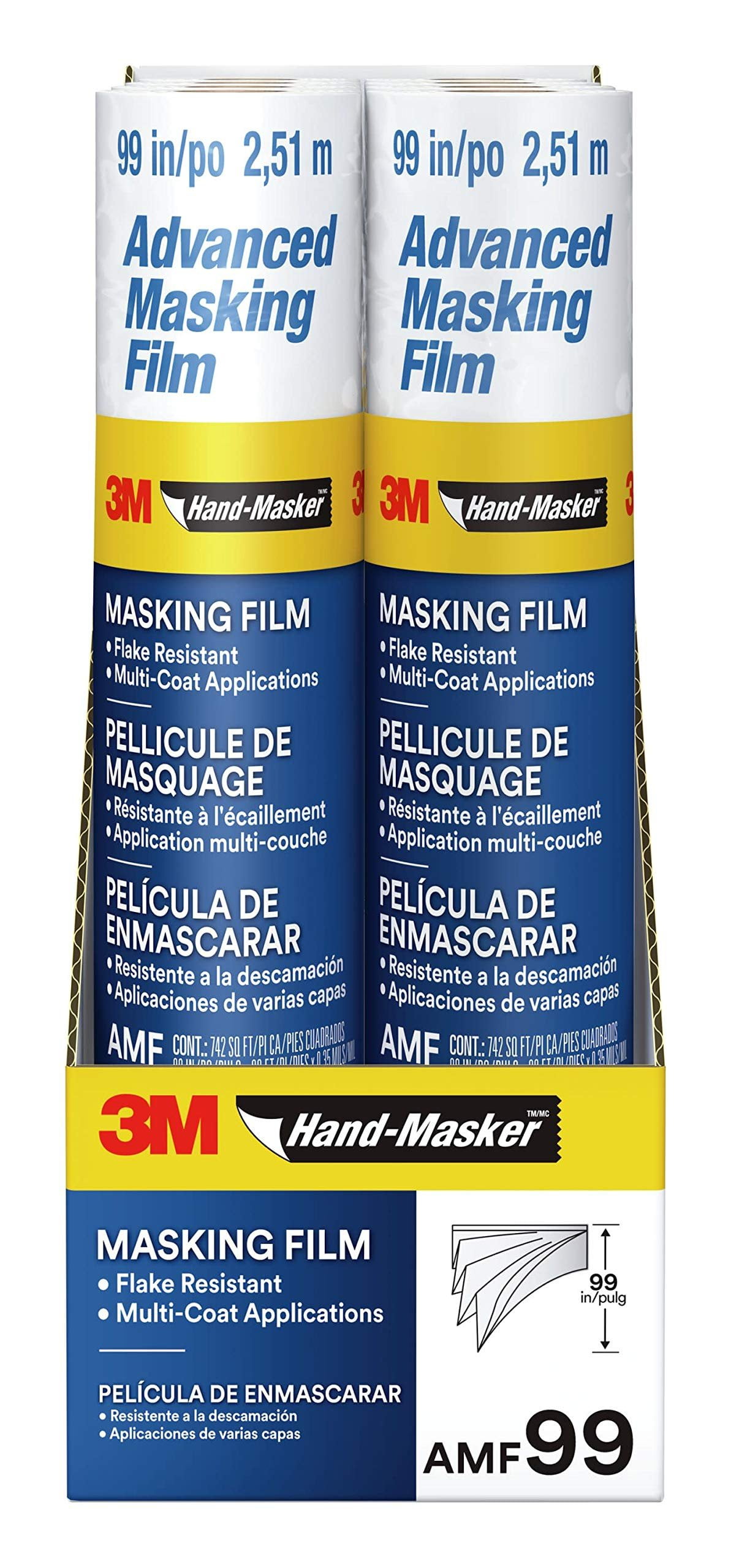 3M Hand Masker Advanced Masking Film, 8 Rolls, 99 in x 90 ft, Static ...