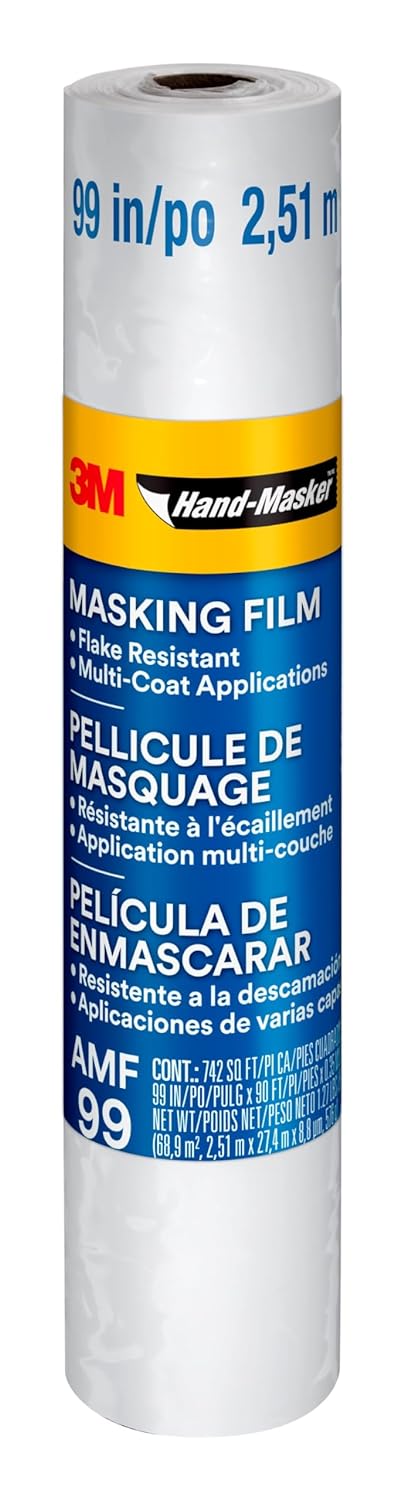 3M Hand Masker Advanced Masking Film, 99 in x 90 ft, Static Cling Keeps ...