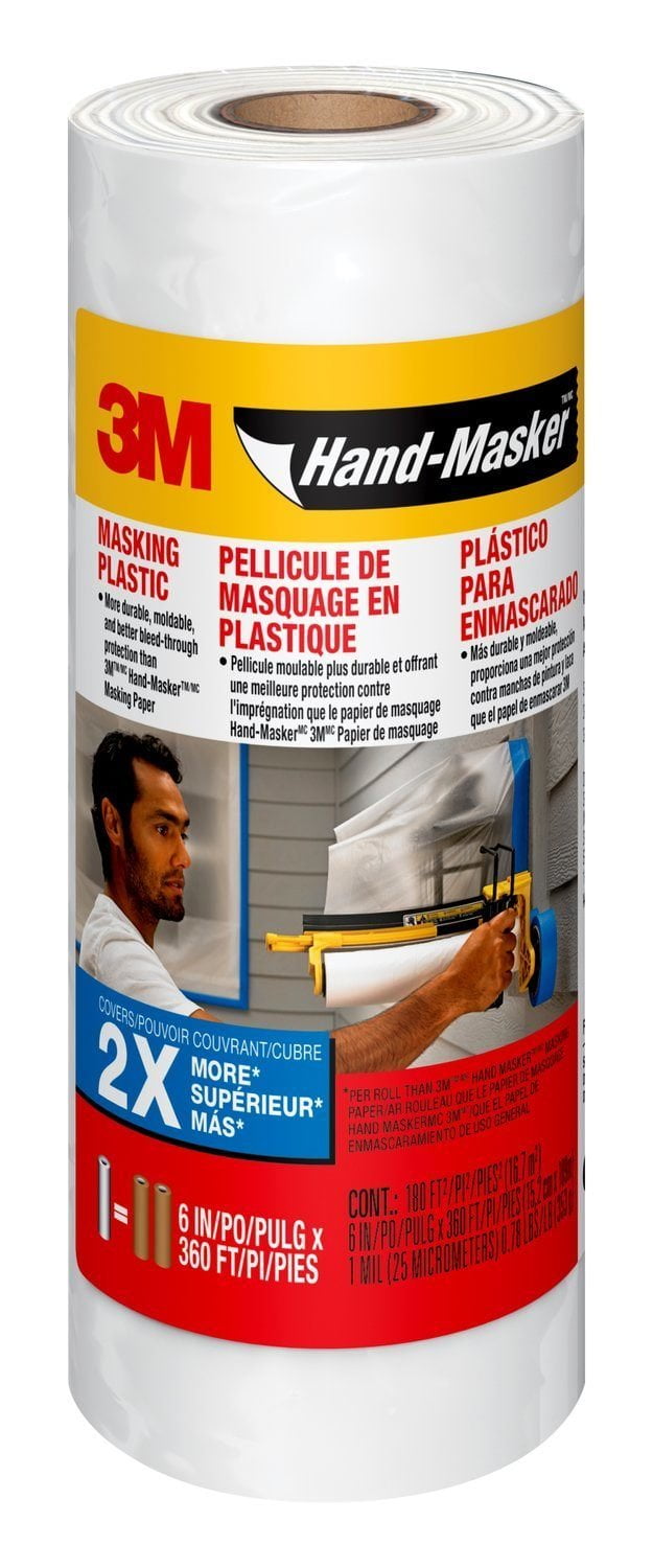 3M Hand-Masker Masking Plastic, 6 in x 120 yd, White, Durable, Moldable ...