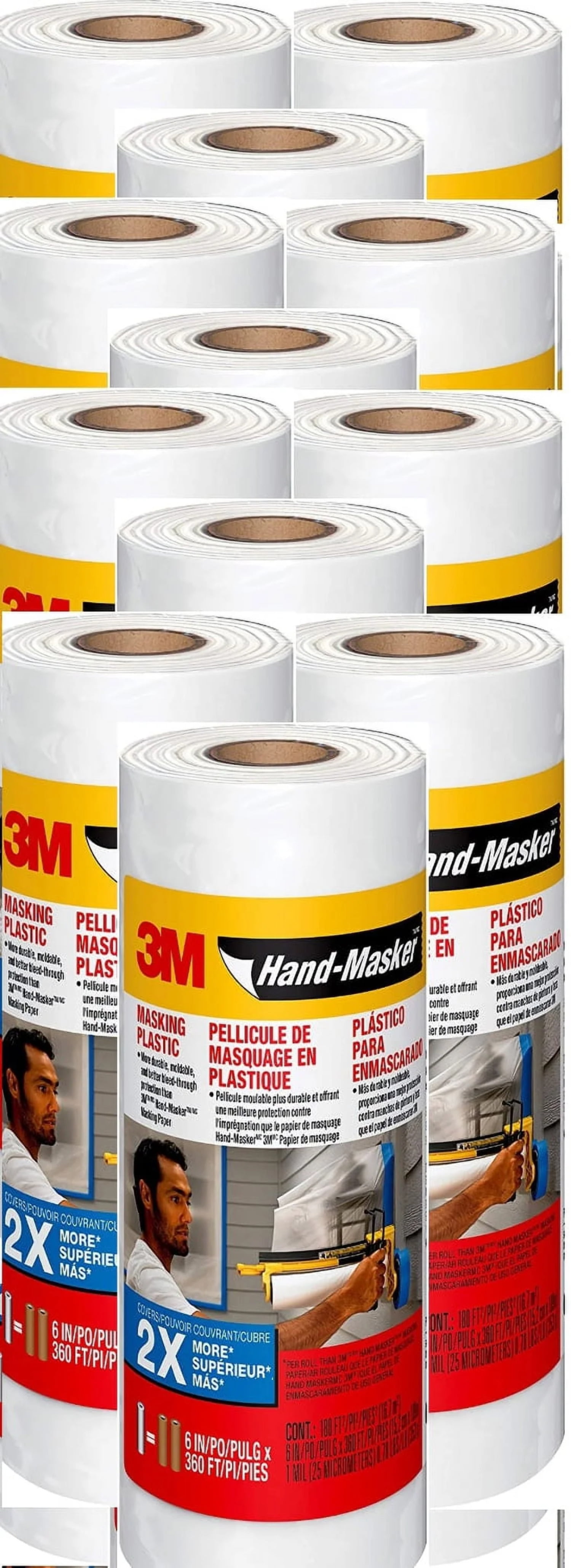 3M Hand-Masker Plastic Masking Film, 6 in. x 120 yards (Pack of 12 ...