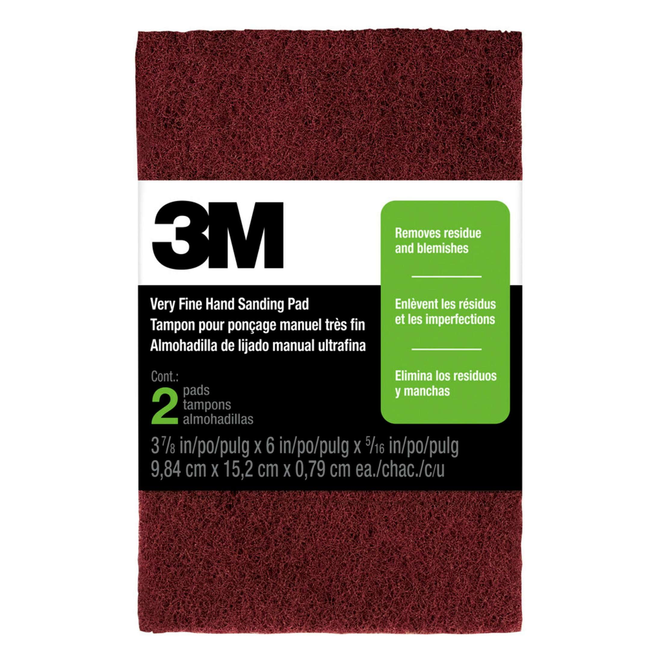 3M Hand Sanding Pads, Very Fine, 7447, 3 7/8 in x 6 in, 2 Pads ...