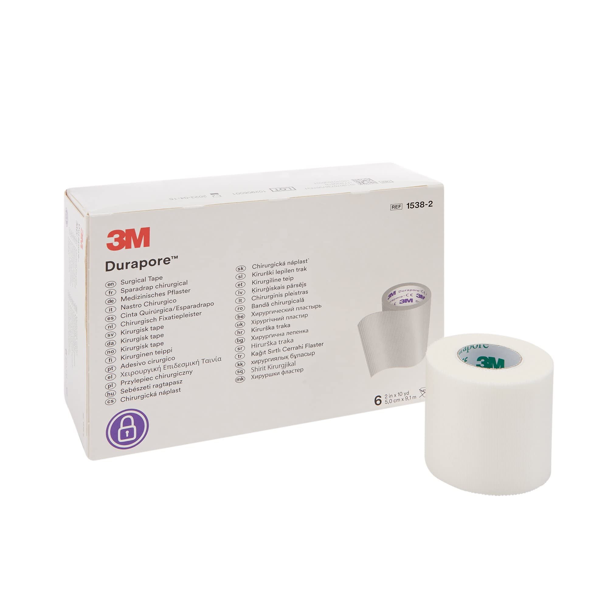 3M Health Care 1538-2 Durapore Surgical Tape, Standard Roll, Silk-Like ...