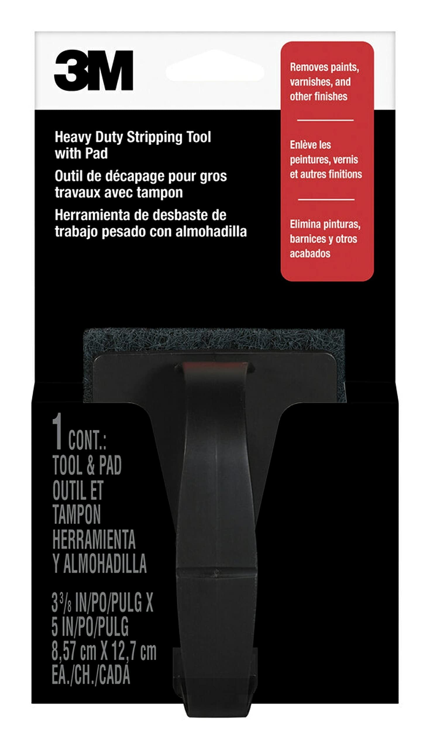 3M Heavy Duty Stripping Pad With Handle, 3-3/8 in x 5 in, Removes Paint ...