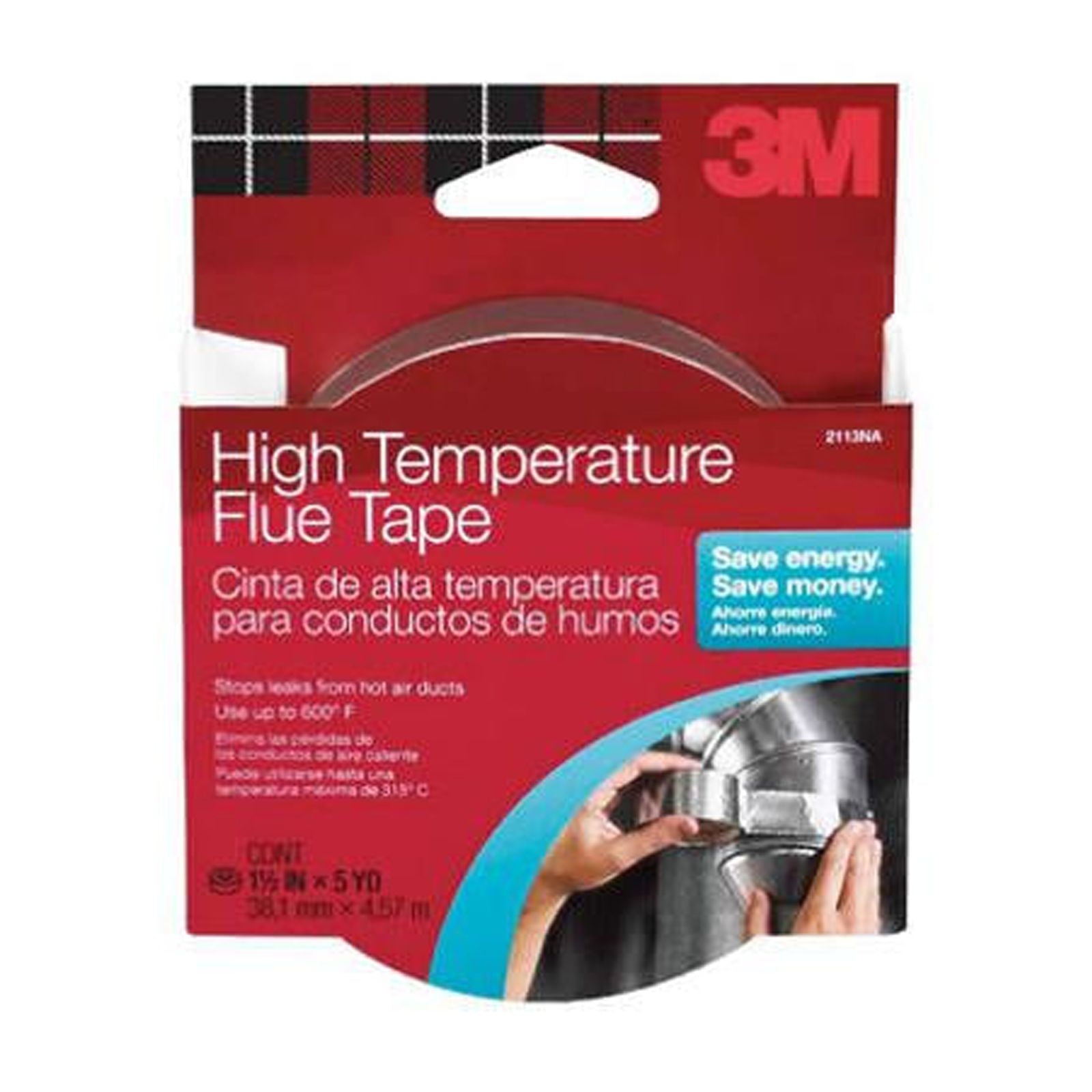 3M High-Temperature Flue Tape, 1 1/2 inch x 5 yard, Silver, 1 Roll ...