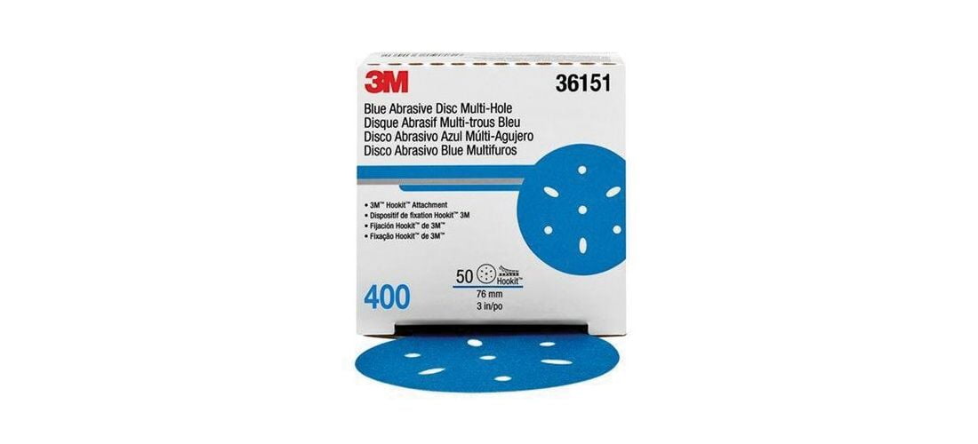 3M 36151 Hookit 321U Blue Sandpaper 3" Disc - 400 Grade Multi-Hole, 50 ...