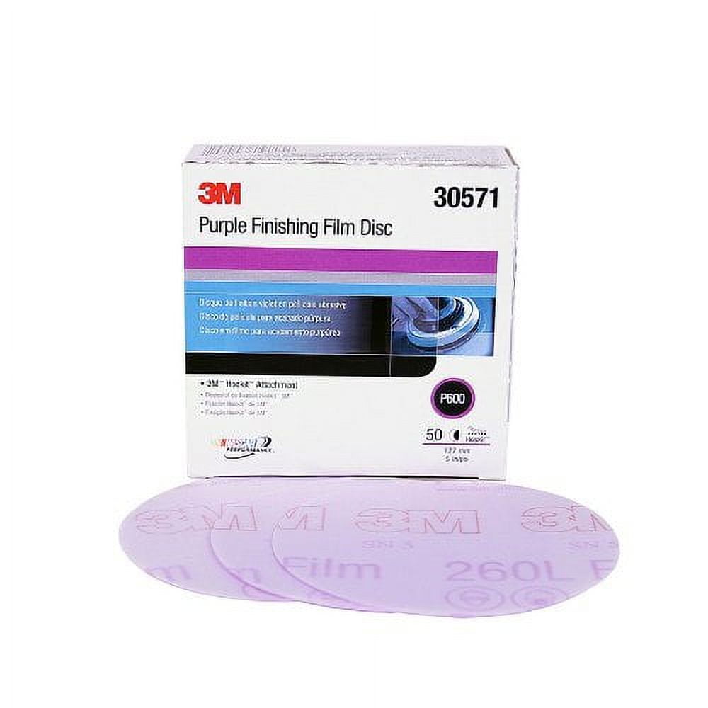 3M Hookit Purple Finishing Film Abrasive Disc 260L, 30571, 5 in, P600 ...