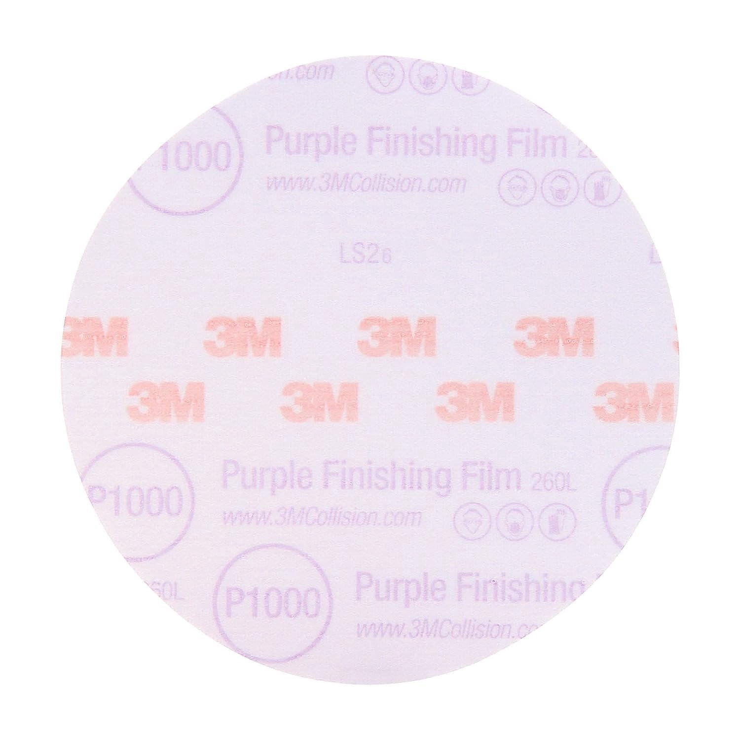3M Hookit Purple Finishing Film Abrasive Disc 30669, 6 in, 1000+ Grade ...
