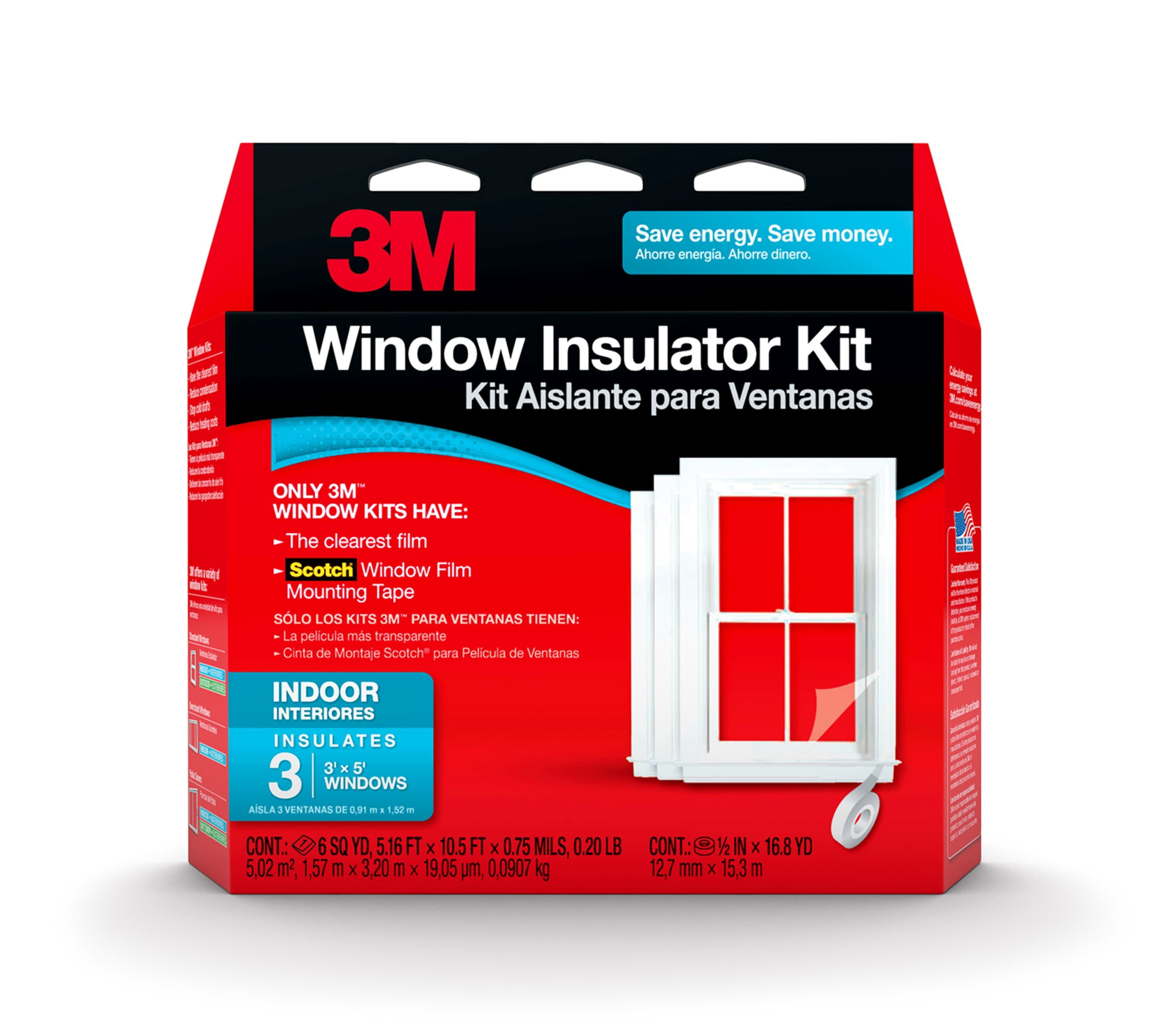 3M Indoor Insulation Kit, Transparent Plastic Film, Scotch Tape, Fits ...