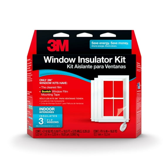 3M Indoor Insulation Kit, Transparent Plastic Film, Scotch Tape, Fits ...