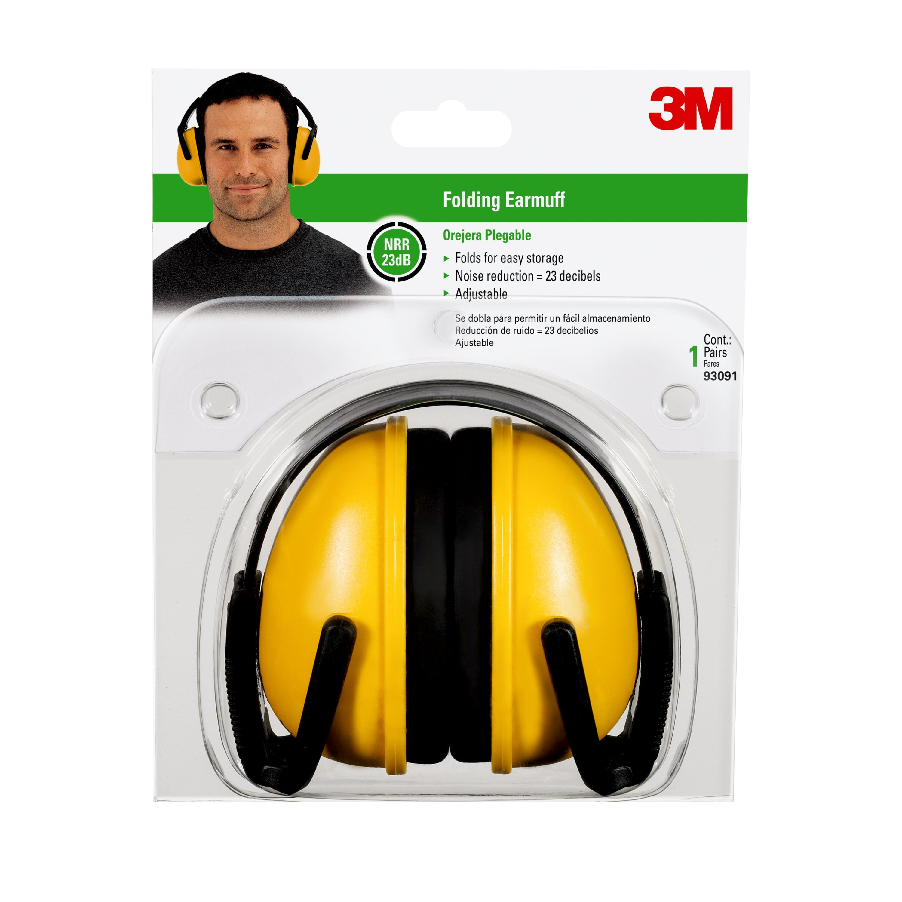 3M L&G Folding Earmuff, 93091-3DC-LG, Yellow/Black - Walmart.com