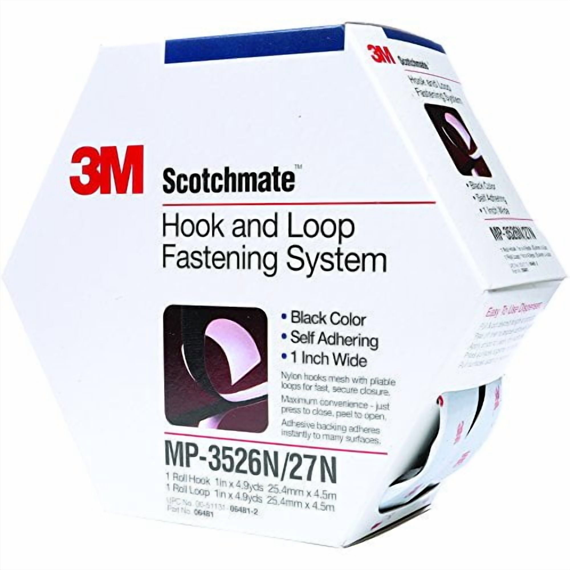 3M™ MP3526N/MP3527N Scotchmate™ Combo Pack Fasteners, 1" x 15', Black ...