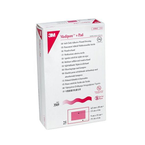 Box of 50 3M Medipore +Pad Soft Cloth Adhesive Wound Dressings 2" X 2. ...