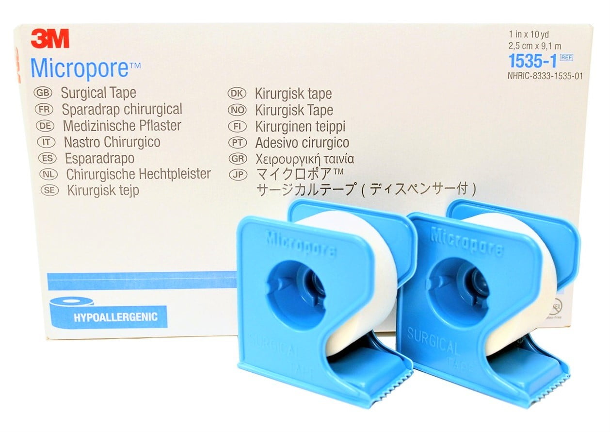 3M Micropore Paper Surgical Tape w/Dispenser, 1 Inchx10 Yard-Box of 12 ...