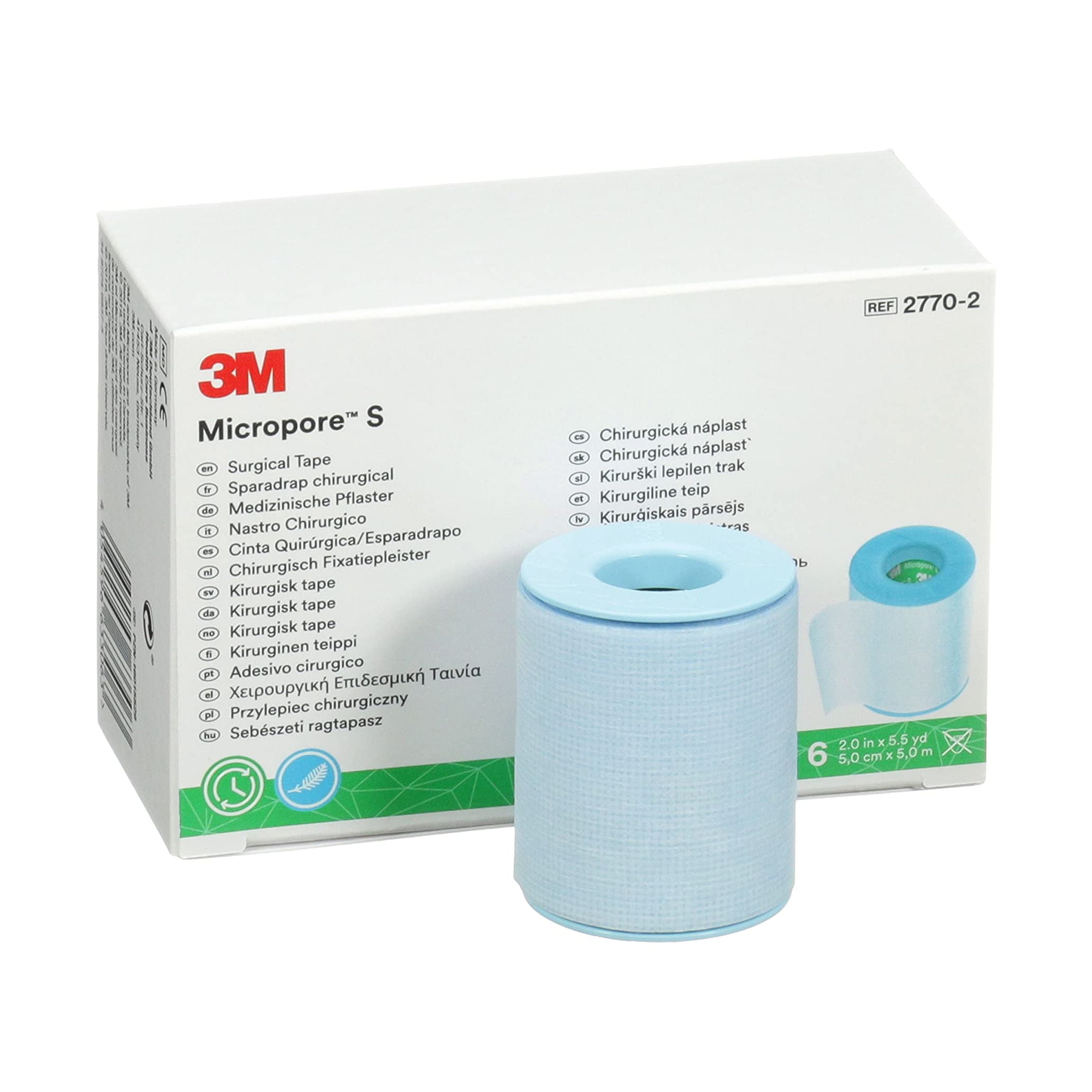 3M Micropore S Surgical Tape, 2770-2, 2 inch x 5.5 yard (2.5 cm x 5 m), 6 Rolls/Box - Walmart.com