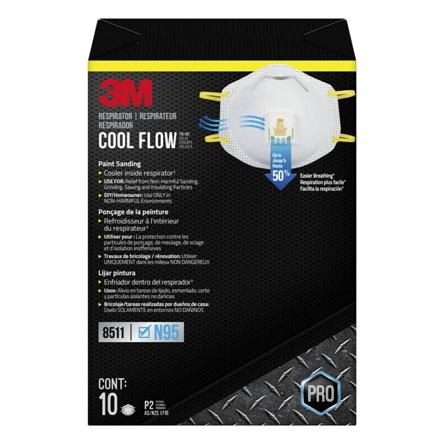 3M Multi-Purpose N95 Respirator, White, Cool Flow Valve, 10 Masks ...